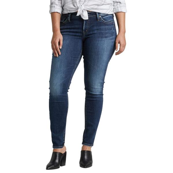 商品名: Silver Jeans Co. PANTS レディース カラー: ブルー Silver Jeans Co. Women's Plus Size Suki Mid Rise Curvy Fit Skinny Jeans, Dark...