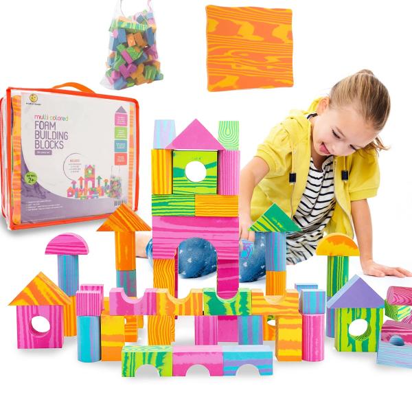 商品名:  Morvat 60 Piece Colorful Soft EVA Foam Building Blocks Set, Waterproof Play Toy for Children Babies Toddlers &amp;...