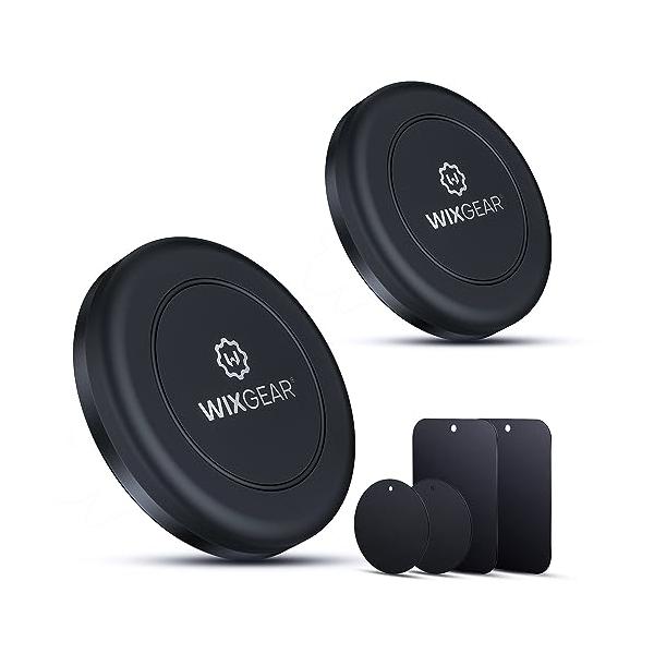 商品名: WizGearユニバーサルフラットスティックオン（2パック）携帯電話用のマグネットカーマウントホルダー、ファストスウィフトスナップテクノロジー付きミニタブレット - エクストラスリム。 WixGear Universal Flat...