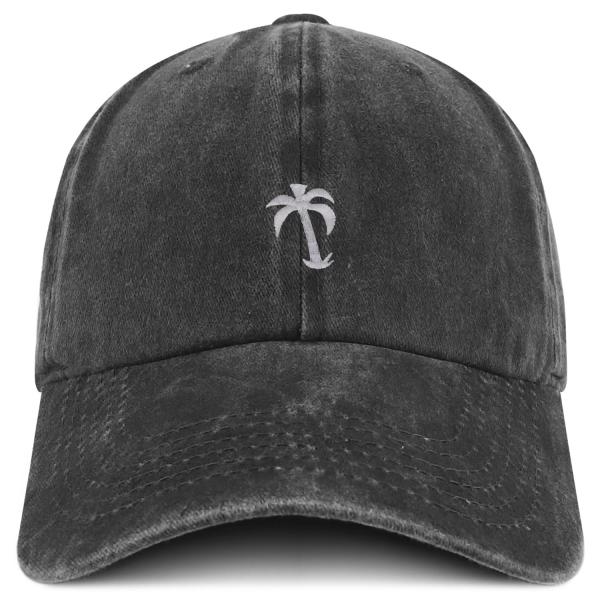 商品名: Trendy Apparel Shop HAT メンズ カラー: ブラック Trendy Apparel Shop Palm Tree Solid White Embroidered Washed Cotton Adjustabl...