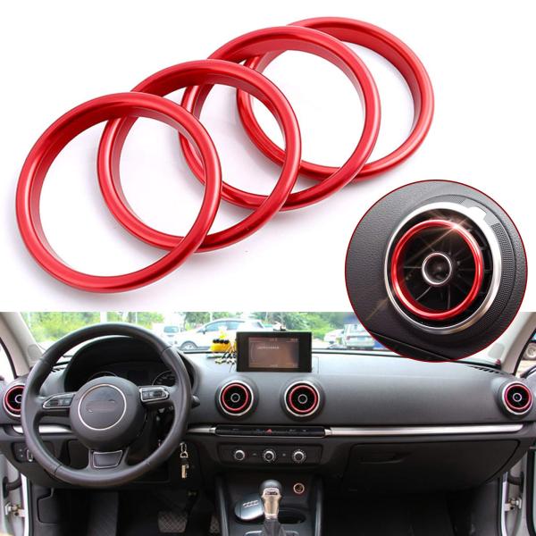 商品名: Xotic Tech 車用エアコンベントアウトレット装飾リングカバートリム アウディA3 8V用 [レッド] 4個 Xotic Tech AC Air Outlet Ring Cover Trim Compatible with ...