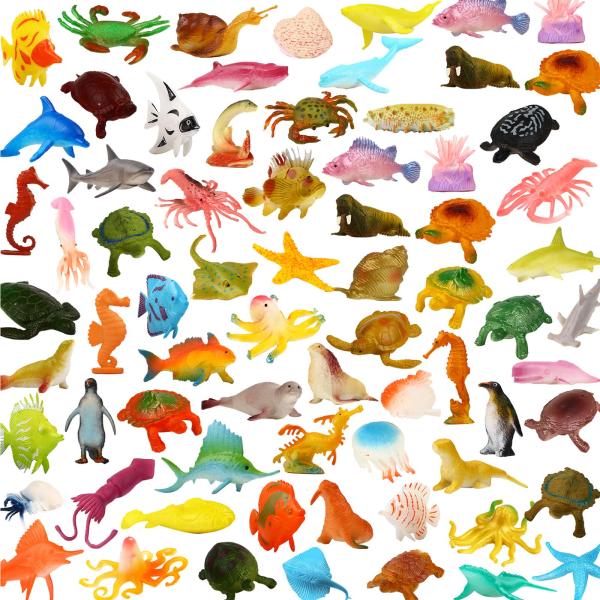 商品名: 海洋動物玩具78パック、ミニビニールプラスチック動物玩具セット ValeforToy Ocean Sea Animals, 78 Piece Mini Sea Life Creatures Toys Set, Plastic Un...