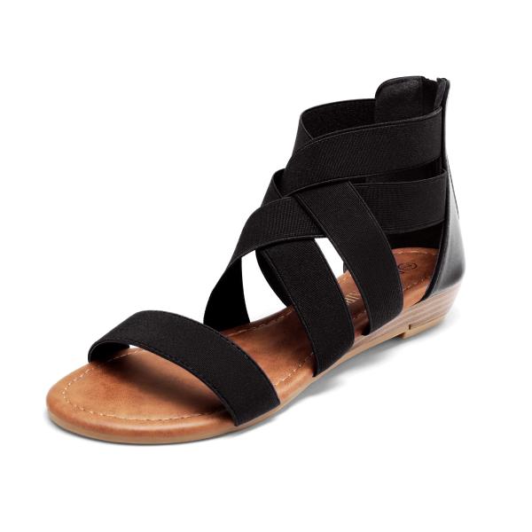 商品名: DREAM PAIRS レディース 伸縮性アンクルストラップ ローウェッジサンダル, ブラック, 5.5 DREAM PAIRS Women's Elastic Ankle Strap Low Wedges Sandals,Siz...
