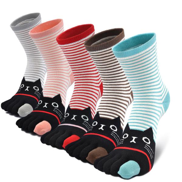 商品名: Hellomamma SOCKSHOSIERY レディース カラー: マルチカラー Hellomamma Women's Toe Sock Cute Cat Dog Ankle Sock Cotton Athletic Runni...
