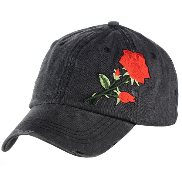 商品名: D&amp;Y HAT レディース カラー: ブラック Women's Patched Rose Low Profile Vintage Denim Baseball Dad Cap Hat, Blackブランド: D&amp;Y...