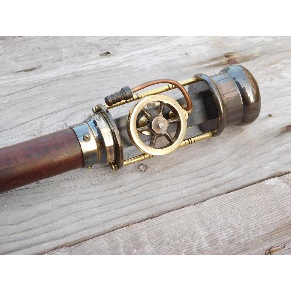 商品名: THORINSTRUMENTS (デバイス付き) 作業蒸気エンジンモデルトップと航海歩行杖スティック。古典ギフトアイテム 長さ：40インチ アンティーク Nautical Walking Cane Stick with Worki...