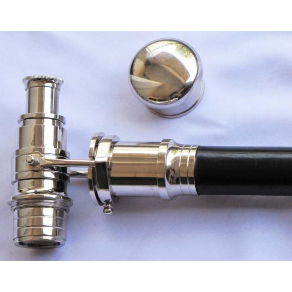 商品名: THORINSTRUMENTS (デバイス付き) 長いクロームハンドル望遠鏡とコレクター黒い木製ステッキ杖38" 38インチ クロム Collectible Black Wooden Walking Stick Cane 38" ...