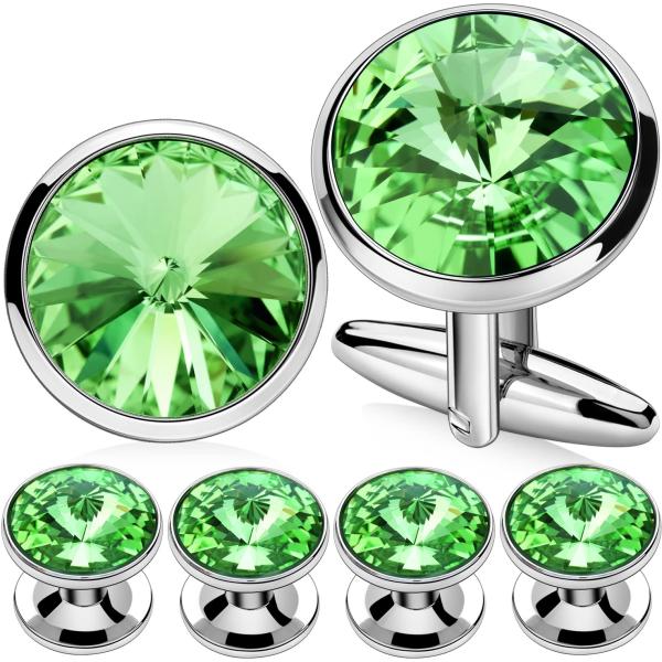 商品名: (Green set) - Mens Cuff Links and Tuxedo Studs Set for Wedding Party Accessories HAWSON Cufflinks and Studs Tuxedo ...