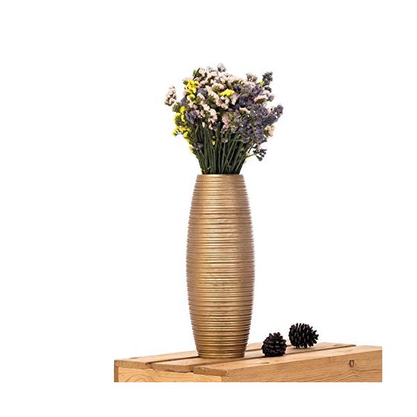 商品名: Leewadee 背の高い大型床立花瓶 ホームデコ マンゴーウッド ゴールド 16 inches 4250587684223 Leewadee Gold Home Decor Floor Vase - Wooden Boho Va...