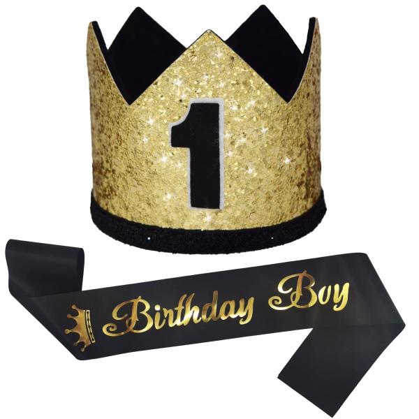 商品名: Maticr ACCESSORY ユニセックス・ベビー US サイズ: Small カラー: ブラック Maticr Glitter First Birthday Crown Baby Boy 1st Bday Party Hat...