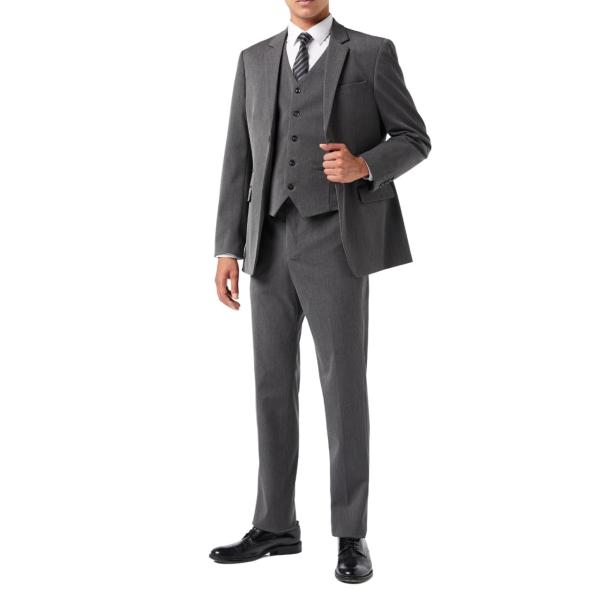商品名: Xposed SUIT メンズ US サイズ: UK/US 46 EU 56,Trouser 40" カラー: グレー Mens Charcoal Grey 3 Piece Business Suit Smart Casual C...