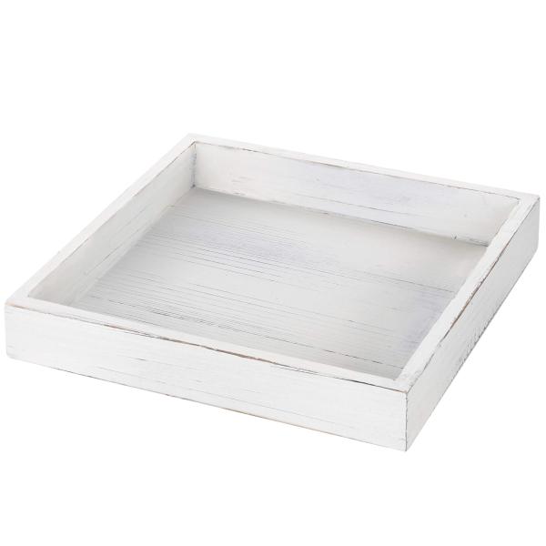商品名: MyGift 10インチ正方形ヴィンテージホワイト木製サービングトレイ MyGift Whitewashed Wood Serving Tray with Handles | 10-Inch Decorative Farmhous...