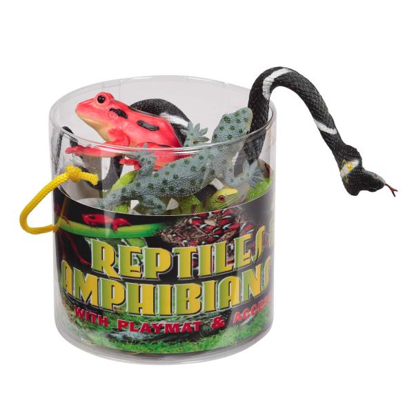 商品名: Warm &amp; Fuzzy Toys 爬虫類タブ フィギュア プレイマット WARM FUZZY Toys Kids Tub of 7 Realistic Reptile Figurines, 1 Tub &amp; Pla...