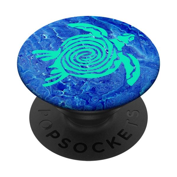 商品名:  Teal Blue Sea Turtle Phone Button Holder Pop Out Back Knobs PopSockets PopGrip: Swappable Grip for Phones &amp; Ta...