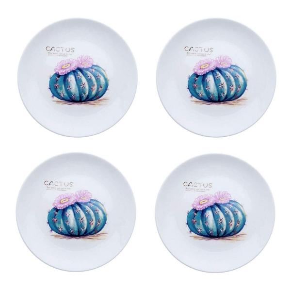 商品名: 4枚セット 8インチ サボテンパターン 陶器 中国製磁器ディナープレート 食器 テーブルウェア ホテルディッシュ 食器 宴会 ストーンウェア アクセントプレート ホワイト 4pcs Set 8 Inch Cactus Patter...