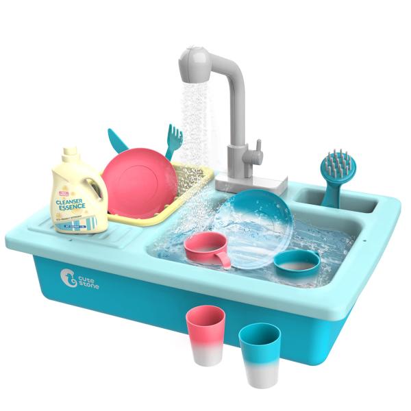 商品名: CUTE STONE(キュートストーン) 色が変わるキッチンシンクおもちゃ 子供用 熱感知 食器洗い機 水遊びおもちゃ 自動水サイクルシステム プレイハウス ごっこ・ロールプレイおもちゃ 男の子 女の子 CUTE STONE Co...