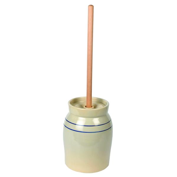 商品名: 2ガロン 手焼き 陶器 バター入れ Martinez Pottery Butter Churn - Hand-Turned Stoneware Dasher-Style Churn, Natural Stone Color wit...