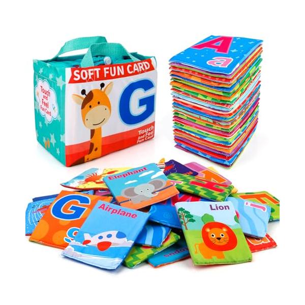 商品名: Mini Tudou ベビーソフトアルファベットカード 26枚 ABC学習フラッシュカード 収納バッグ付き 洗濯可能 ソフト文字 早期教育玩具 赤ちゃん 幼児 男の子 女の子 0 1 2 3歳 Mini Tudou 26 PCS ...