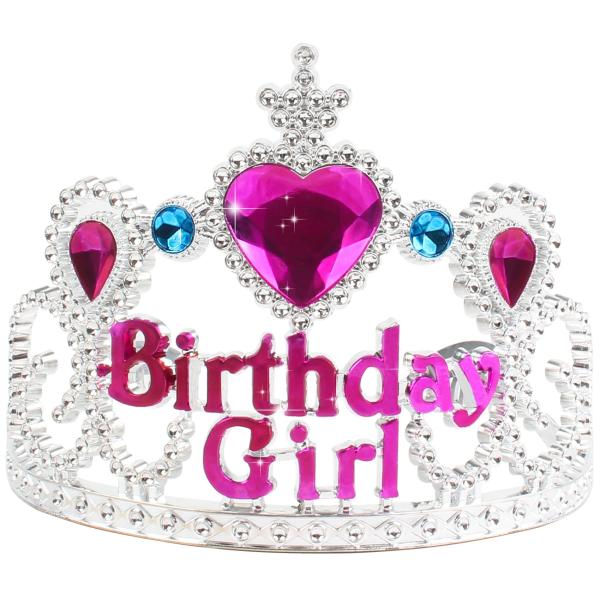商品名: バースデークラウン ティアラ 小さな女の子用 プリンセスクラウン シルバーメッキ プリンセスパーティー用品 ティアラとクラウン 2歳以上の女の子向け ハッピー 誕生日ティアラ ギフト(1パック) Birthday Crown Ti...