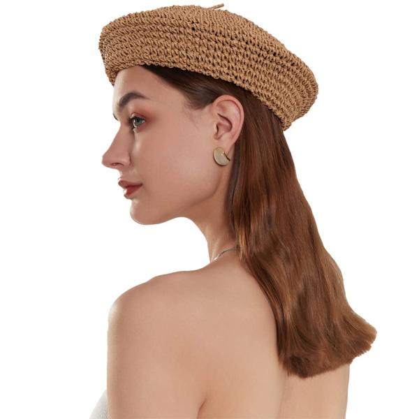 商品名: JH JOEJERRY HAT レディース US サイズ: One Size カラー: ベージュ JH JOEJERRY Straw Beret Summer French Beret Hats for Women Artist ...