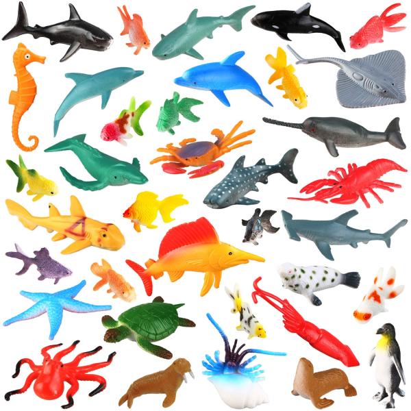 商品名:  [36 Pack] Ocean Sea Animals Bath Toys for Party Favor Supplies - 2-4 inch Rubber Ocean Creatures Figures with Mari...