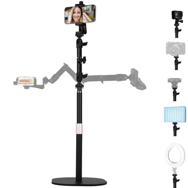 商品名: AceTaken オーバーヘッドビデオスタンド コピースタンド 携帯電話マウント ワイヤレスリモコン付き ベーキング工芸 図面 スケッチ録画 オンラインビデオ指導 43インチ Overhead Phone Stand, Vlogg...