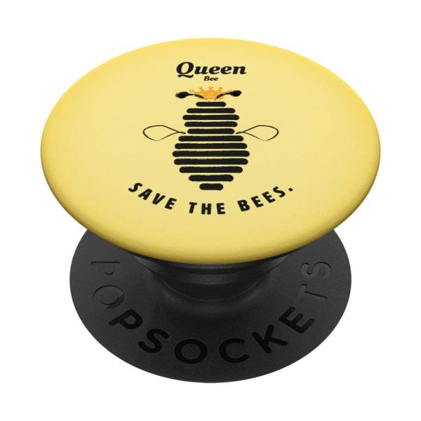 商品名:  Queen Bee Save the Bees, black words and yellow background PopSockets Grip and Stand for Phones and Tabletsブランド: Q...