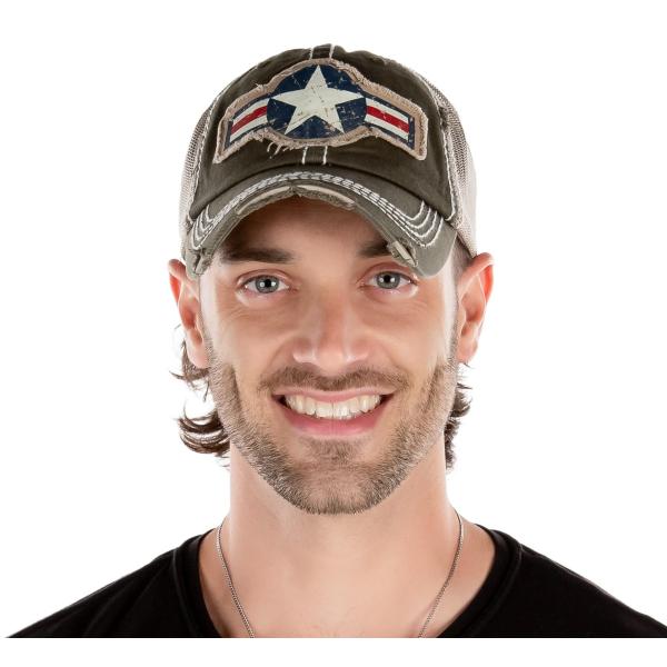 商品名: Funky Junque Mens Baseball Cap - Air Force Star Roundel (Olive) Funky Junque Mens Baseball Cap - Air Force Star Rou...