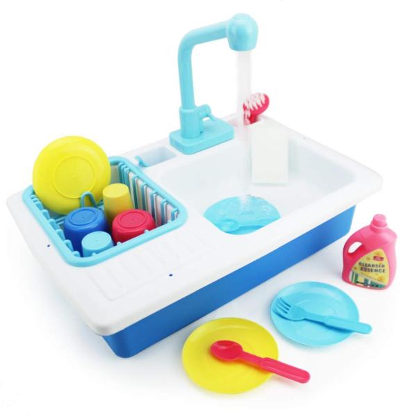 商品名:  Boley Kids Play Kitchen Sink with Running Water - 20 Piece Dishwashing Toy with Sink, Real Faucet, Dish Rack, Plas...