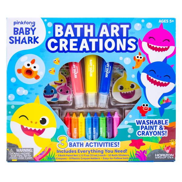 商品名: Baby Shark バスアートクリエーションプレイセット 子供&amp;幼児向け - 入浴時やシャワー中に洗えるアート作品を描く - 溶ける&amp;洗える塗料 クレヨン ステッカー 対象年齢3歳 4歳 5歳 6歳 Baby S...