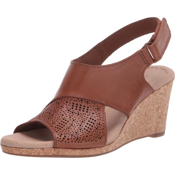 商品名: Clarks Women's Lafley Joy Wedge Sandal, Tan Leather, 85 M US Clarks Women's Lafley Joy Wedge Sandal, Tan Leather, 8...