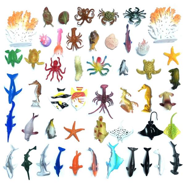 商品名:  DOITEM 50 Pack Assorted Mini Vinyl Plastic Ocean Sea Animal Figures Toy Set, Realistic Under The Sea Life Figure B...