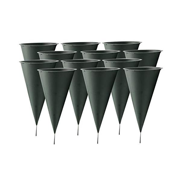商品名: Royal Imports 墓地の花瓶 スパイク付き フラワーホルダー 墓地の装飾 屋外メモリアルマーカー 杭付き金属地付きフローラルプラスチックポット Lサイズ 12個セット Royal Imports Cemetery Vas...