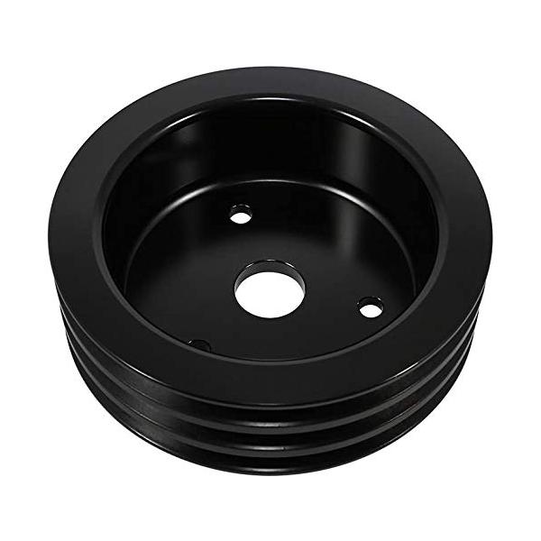 商品名: シボレー小型ブロッククランクプーリー用3溝ブラックショートウォーターポンプ用。 Cobra-Tek For Chevy Small Block Crank Pulley 3 Groove Black For Short Water...