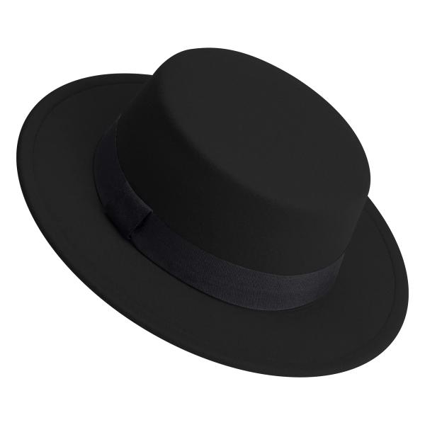 商品名: CHENTAI HAT レディース US サイズ: One Size カラー: ブラック Classic Fedora Hat Flat Top Hat Felt Pork Pie Hat Wide Brim Church Der...