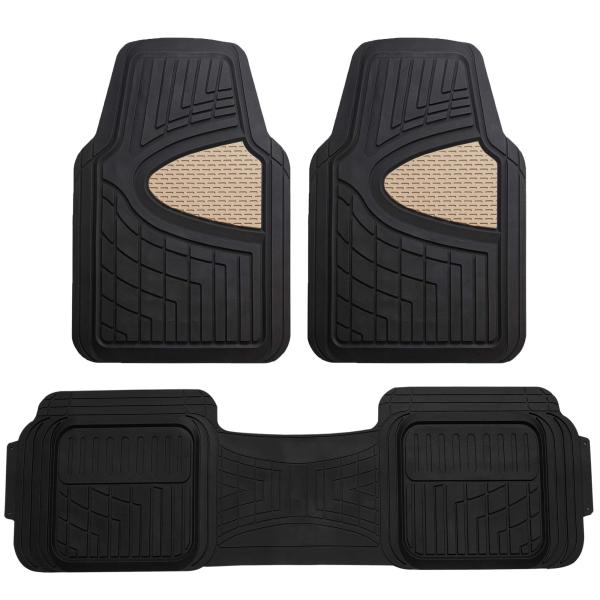 商品名:  TLH Heavy Duty Tall Channel Trimmable Floor Mats - Beige Rubber Floor Mats for Cars, Universal Fit Full Set, Trimm...