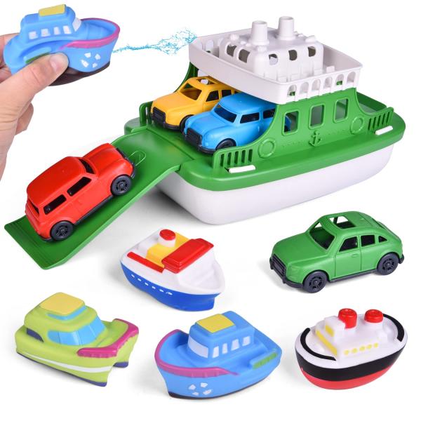商品名:  Toy Boat Bath Toys for Toddlers with 4 Mini Car Toys and 4 Bath Boat Squirters, Kids Ferry Boat for Bathtub Bathro...