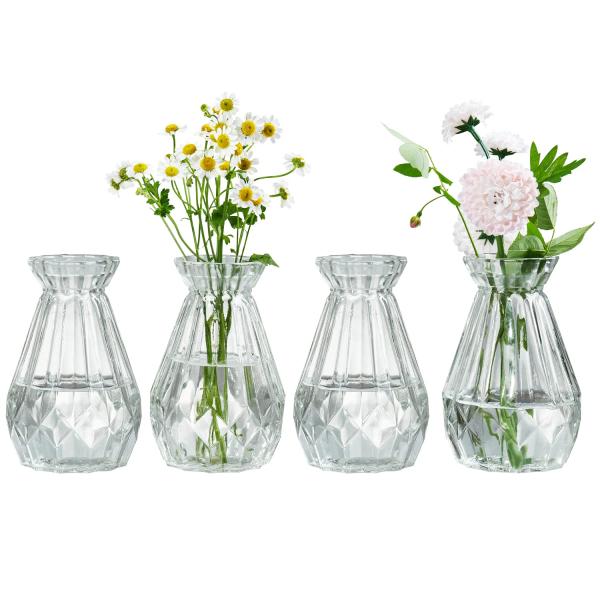 商品名: MyGift 5インチ 透明ガラス ダイヤモンド面 花瓶 4個セット MyGift 5-inch Clear Glass Diamond-Faceted Flower Vases, Set of 4ブランド: MyGift高さ: ...