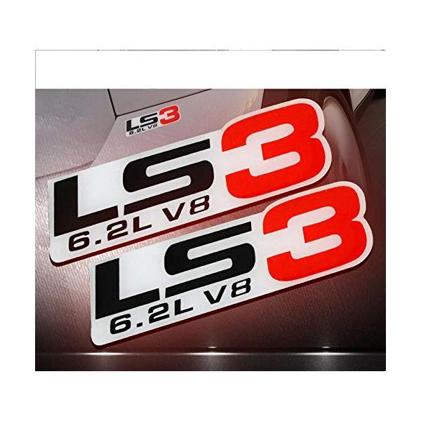 商品名: LS3/6.2L/V8バンパー/トランク/エンジン/ボンネットレッドデカールエンブレム3Dバッジネームプレート2個。 PCFGSL 2 x LS3/6.2L/V8 Bumper/Trunk/Engine/Hood Red Deca...