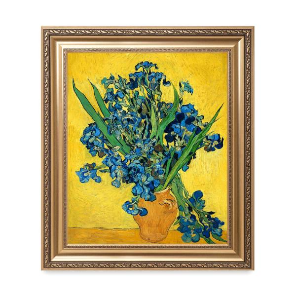 商品名: DECORARTS - アイリス 花瓶の花 - ヴィンセント・ヴァン・ゴッホ。キャンバスにジークレープリントとお揃いの金色のレリーフフレーム付きウォールアート画像サイズ: 50.8x60.96cm、フレームサイズ:66.0x76....