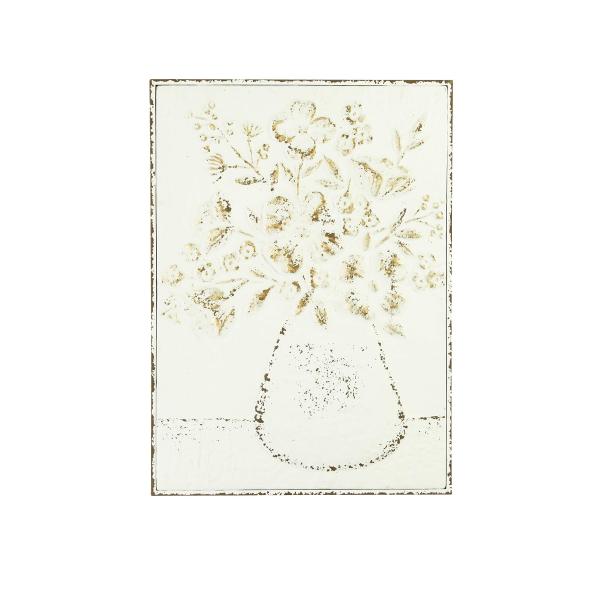 商品名: Creative Co-op 24インチH エンボス加工花瓶入り花 アンティーク調メタル壁飾り ゴールド Creative Co-Op Embossed Metal Wall Art with Flowers in Vase, D...