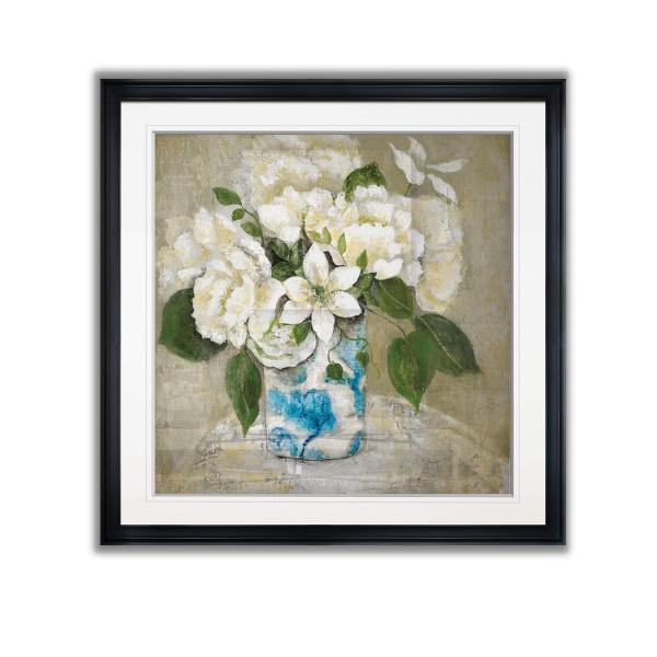 商品名: Renditions Gallery Doux Et Blanc 花瓶の中の花 ヴィンテージ アート フレーム付き 抽象アートワーク ジークレー キャンバスプリント ホームウォールデコ、24 x 24、ブラック Rendition...