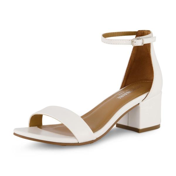 商品名: CUSHIONAIRE レディース アルバ ワン バンド ミッドブロック ヒール サンダル + メモリーフォーム 幅広展開, ホワイト, 24.5 CUSHIONAIRE Women's Alba one band mid blo...