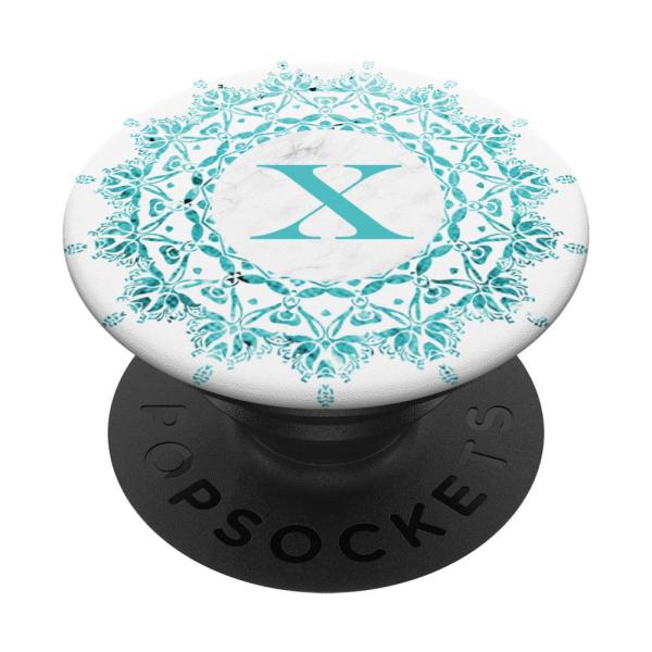 商品名:  Cell Phone Pop Out Grip Holder,Teal Mandala White Monogram X PopSockets Grip and Stand for Phones and Tabletsブランド:...