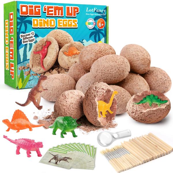 商品名:  LotFancy Dinosaur Eggs Excavation Dig Kit, Discover 12 Different Dino Eggs, Dinosaur Toys for Kids Ages 3-5 5-7 8-...