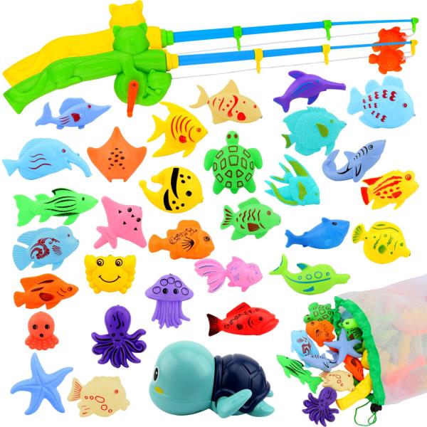 商品名:  AUUGUU Magnetic Fishing Pool Toys Game, Water Table Bathtub Bath Toy - Pole Rod Floating Fish, Birthday Party Gift...