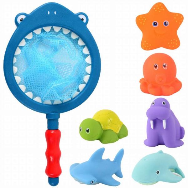 商品名:  Bath Toy , Fishing Floating Animals Squirts Toys Games Playing Set with Fishing net , Fish Net Game in Bathtub Bat...