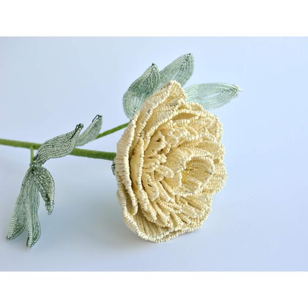 商品名:  French Beaded Artificial Flower Cream pastel Peony flowers beads in a vase decor for home, office bouquet Rusticブラ...