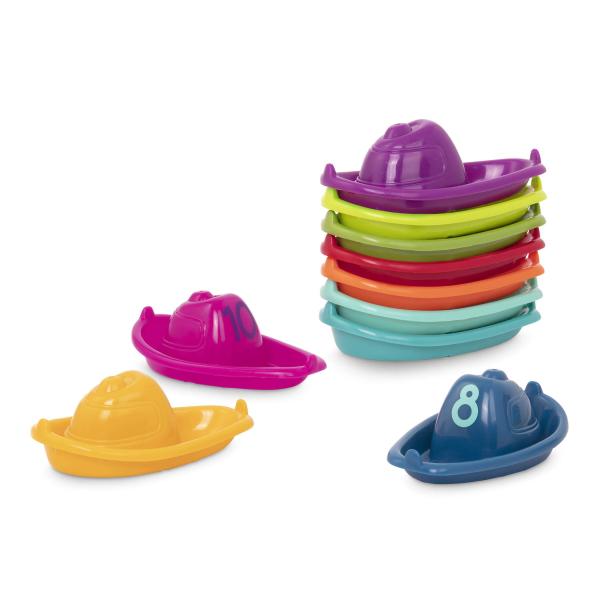 商品名: Battat ? 10 Bath Boats ? Numbered &amp; Stackable Bathtime Toys ? Floating Toy Boats for The Bath, Pool, Beach ? Ed...
