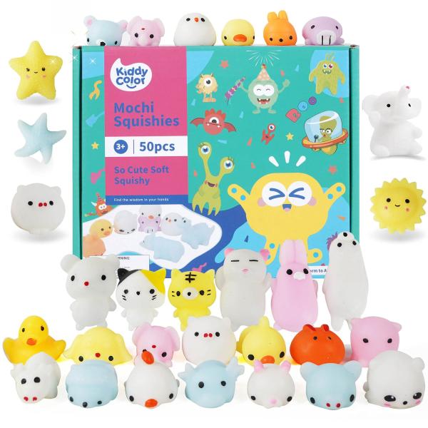 商品名:  KIDDYCOLOR 50 Pack Mochi Squishy Toys, Kawaii Animal Squishies Toy Set for Kids, Mini Soft Stress Relief Toys for ...